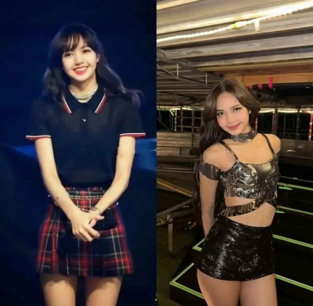 Lisa is completely released! Wearing a hip-length skirt with slits to ...