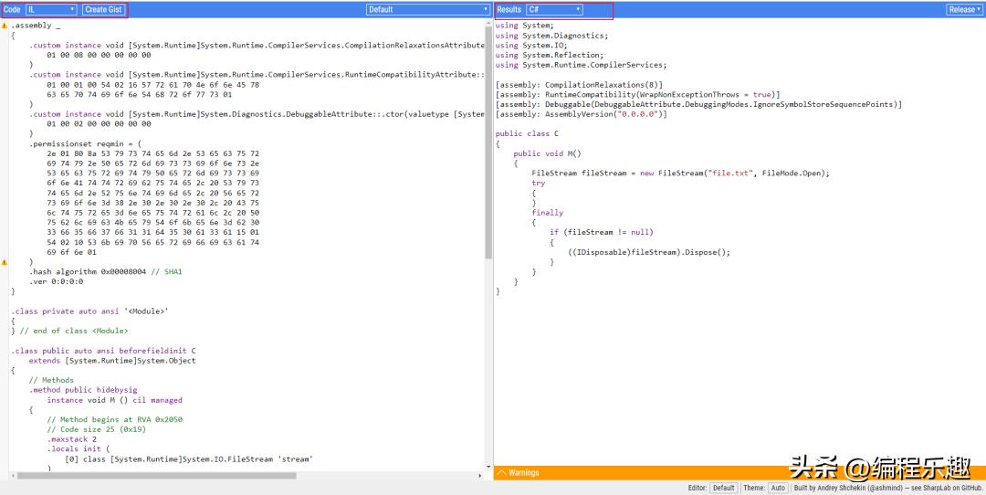 SharpLab: .Net decompilation tool, convenient for viewing decompiled ...