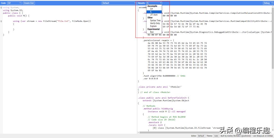 SharpLab: .Net decompilation tool, convenient for viewing decompiled ...