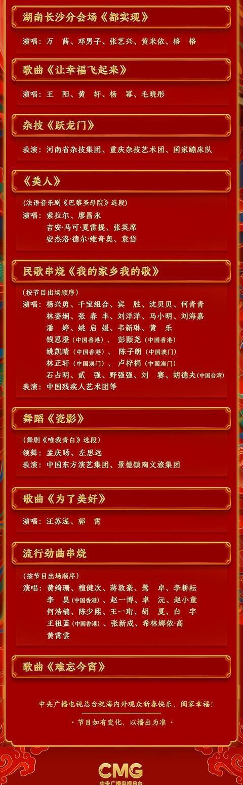Official announcement! CCTV Spring Festival Gala complete program list ...