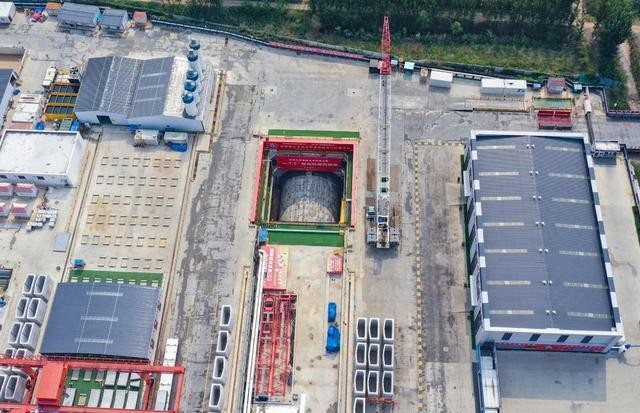 Panoramic view of the construction site of Jinan Huanggang Road Tunnel ...