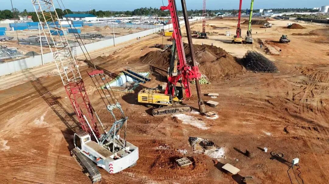 Pile foundation construction of the oil storage tank project at the Dar ...